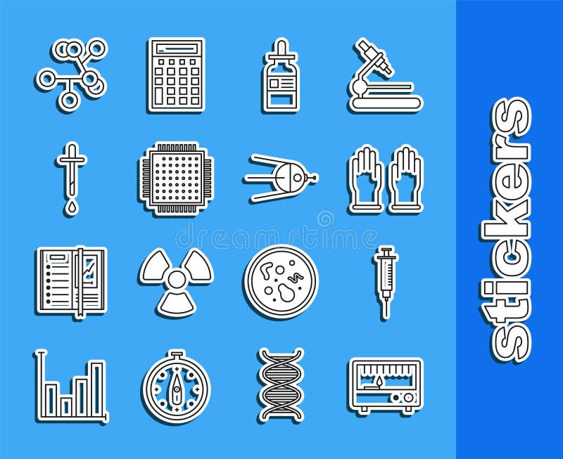 Set Line Electrical Measuring Instruments, Syringe, Rubber Gloves ...