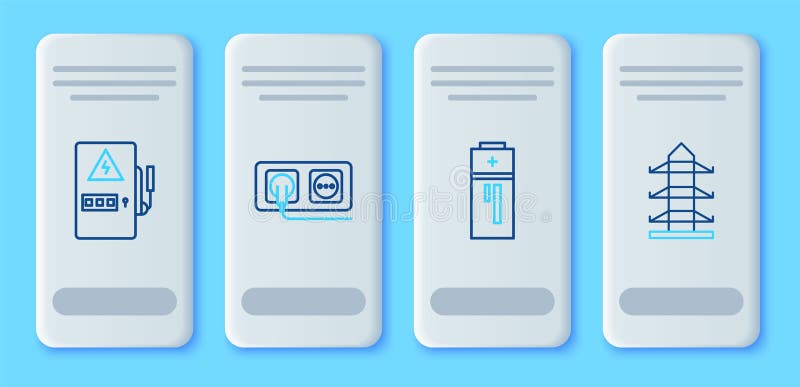 Set Line Electrical Outlet, Battery, Panel and High Voltage Power Pole ...