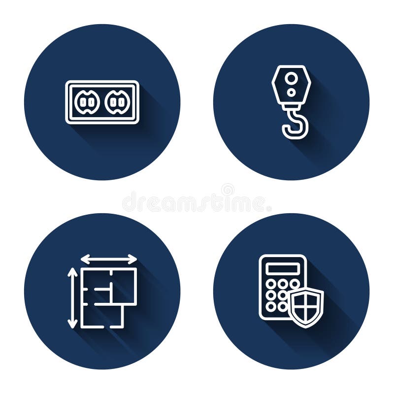 Set Line Electrical Outlet, Crane Hook, House Plan and Security Keypad ...