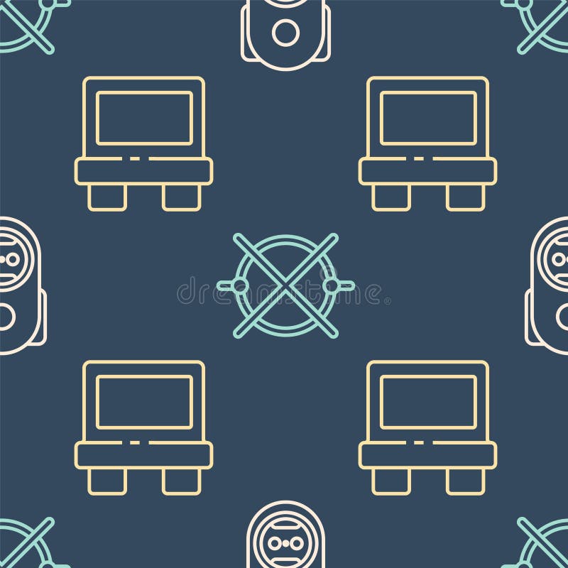 Set Line Electrical Outlet, Fuse and Electric Circuit Scheme on ...