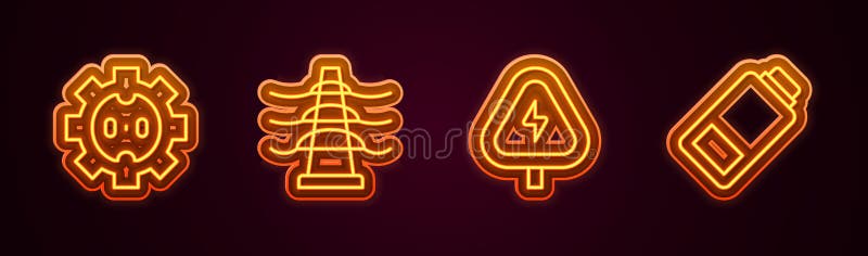 Voltage Neon Light Alphabet, Realistic Extra Glowing Font Stock Vector ...