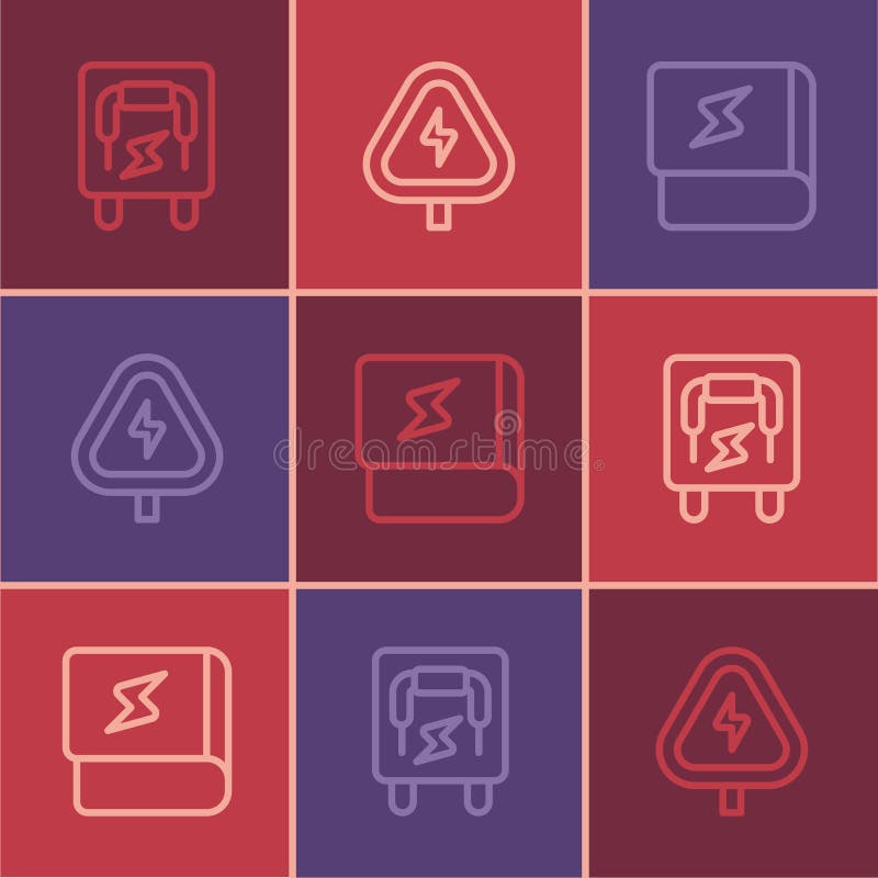 Set Line Electrical Panel, Book about Electricity and High Voltage Icon ...