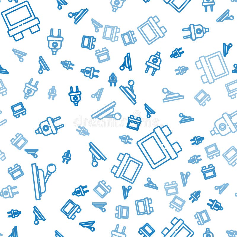 Set Line Electrical Panel, Fuse and Electric Plug on Seamless Pattern ...