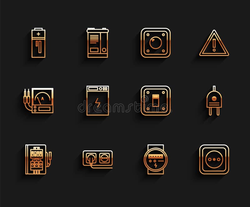 Set Line Electrical Panel, Outlet, Battery, Meter, Power Bank, Plug and ...