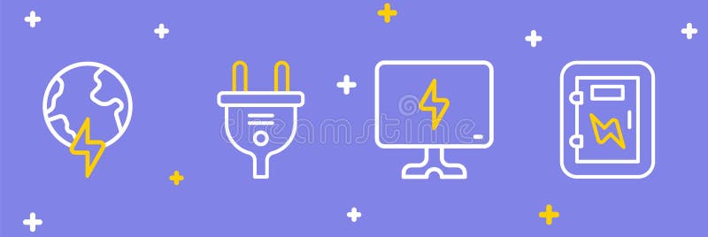 Set Line Electrical Panel, Smart Tv, Plug and Global Planet with ...