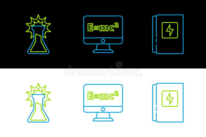 Set Line Electrical Panel, Test Tube and Flask and Equation Solution ...