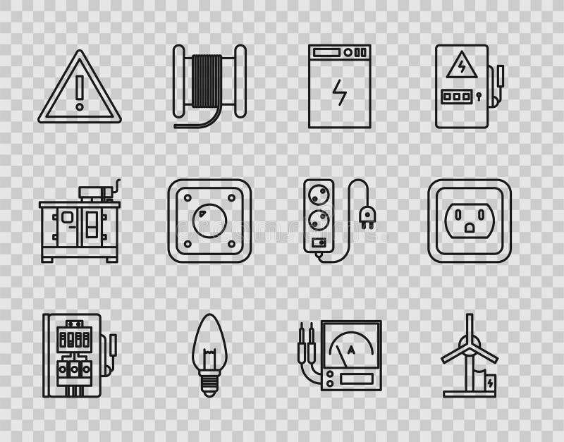 Set Line Electrical Panel, Wind Turbine, Power Bank, Light Bulb ...
