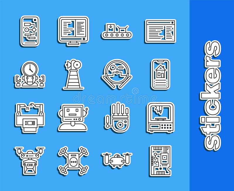 Set Line Electronic Computer Components Motherboard Digital Chip, 3D ...