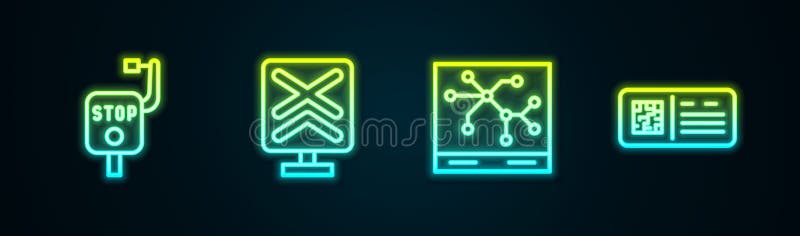 Set Line Emergency Brake, Railroad Crossing, Railway Map and QR Code ...