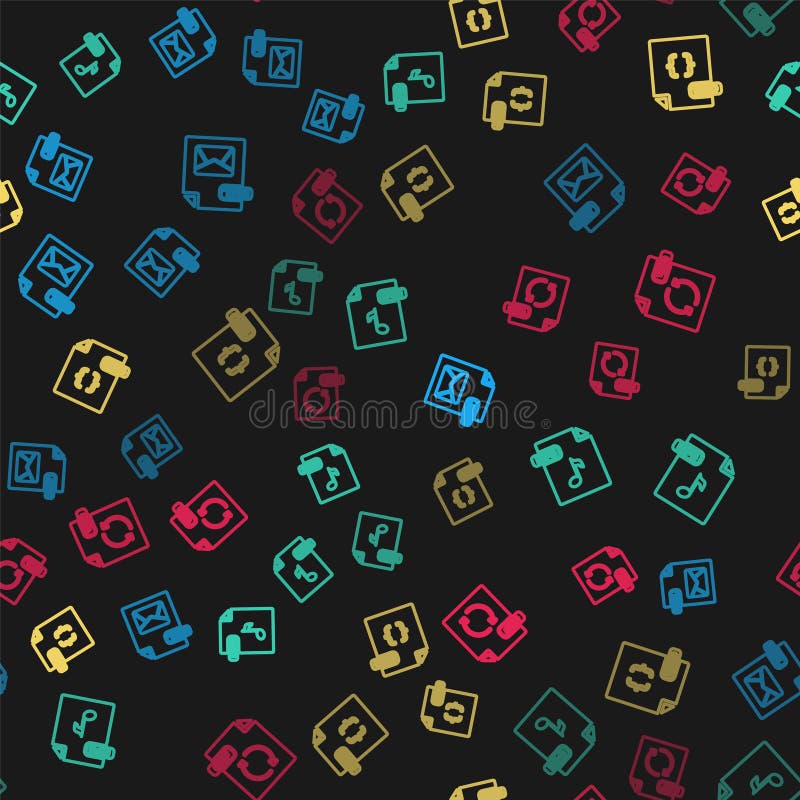 Set Line EML File Document, MP3, CSS and GIF on Seamless Pattern ... Set Line EML File Document, MP3, CSS and GIF on Seamless Pattern ...