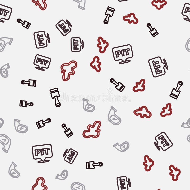 Set Line Engine Piston, Pit Stop, Car Mirror and Racing Track on ...