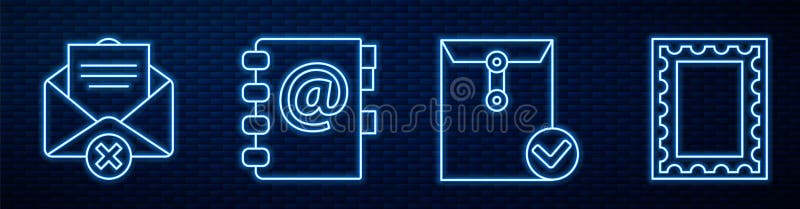 Set Line Envelope and Check Mark, Delete Envelope, Address Book, Postal ...