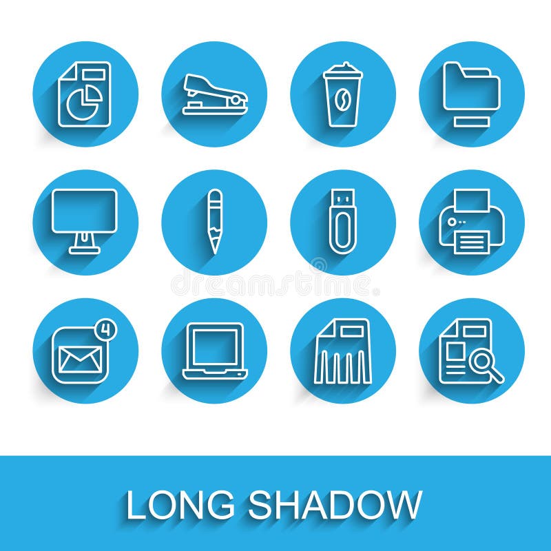 Set Line Envelope, Laptop, Document with Graph Chart, Paper Shredder ... Set Line Envelope, Laptop, Document with Graph Chart, Paper Shredder ...