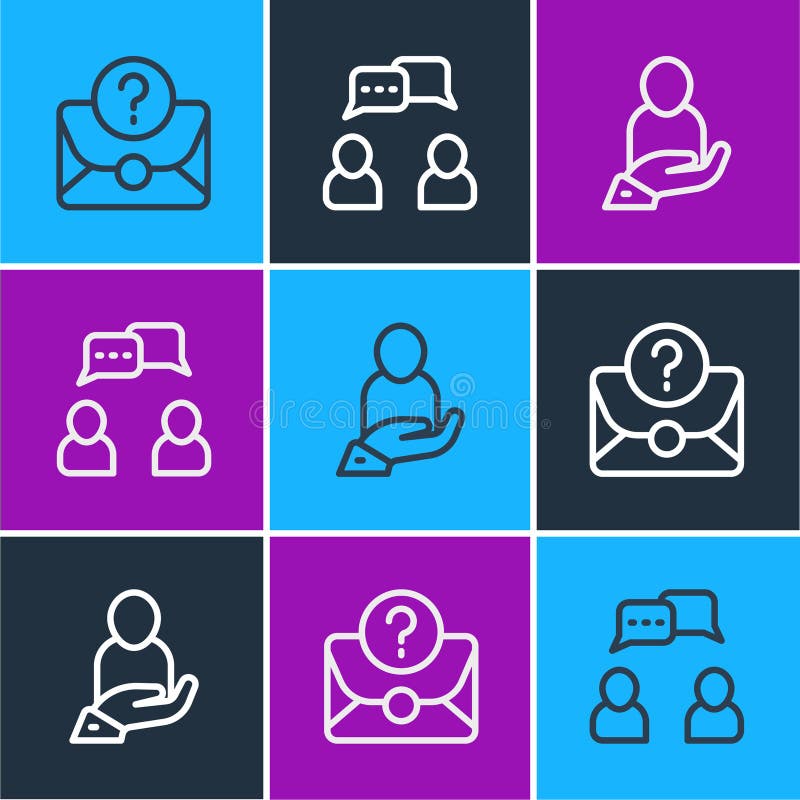 Set Line Envelope with Question Mark, Life Insurance in Hand and Speech ...