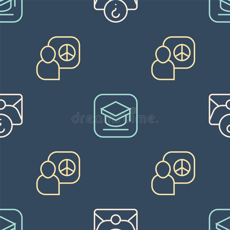 Set Line Envelope with Question Mark, Peace Talks and Graduation Cap on ...