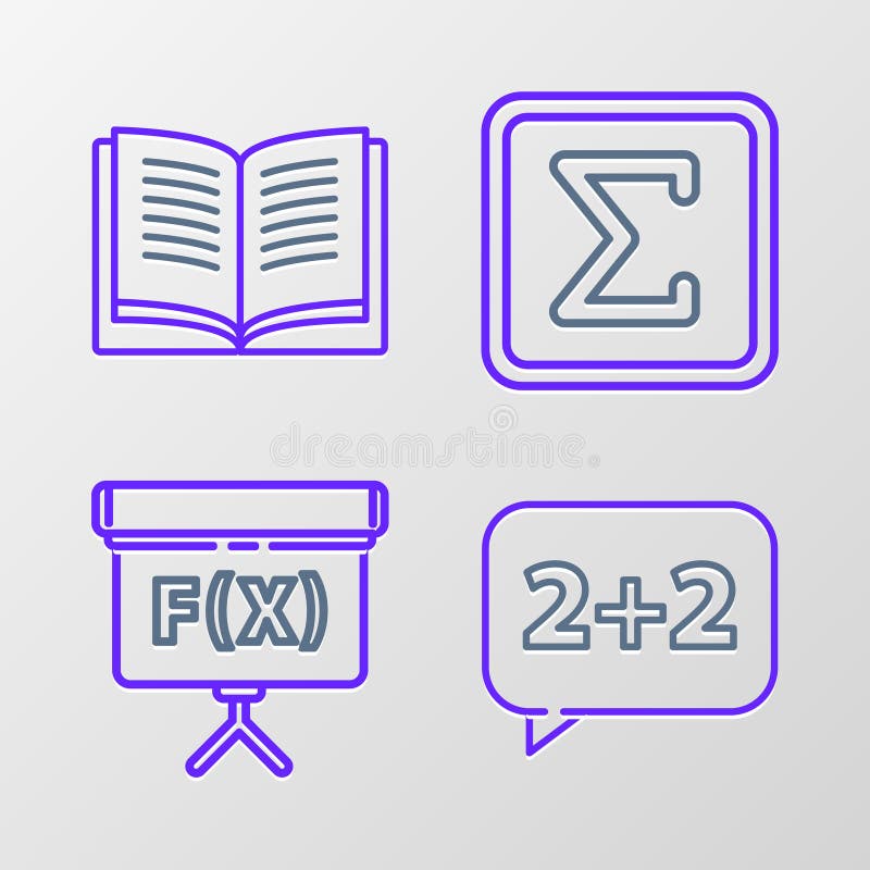 Set Line Equation Solution, Chalkboard, Sigma Symbol and Open Book Icon ...