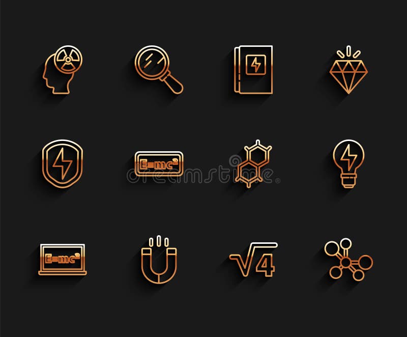 Set Line Equation Solution, Magnet, Head and Radiation Symbol, Square ...