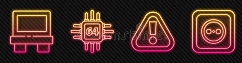 Set Line Exclamation Mark in Triangle, Fuse, Processor with ...