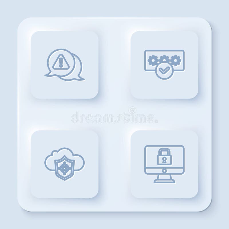 Set Line Exclamation Mark in Triangle, Password Protection, Cloud and ...