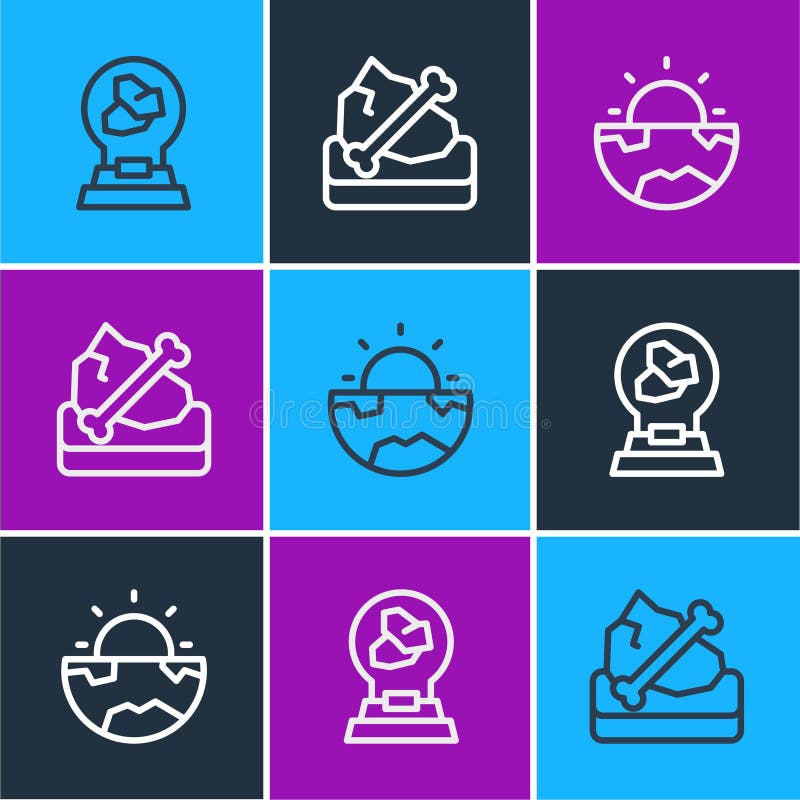 Set Line Exhibition with Minerals, Rocks, Earth Core Structure Crust ...