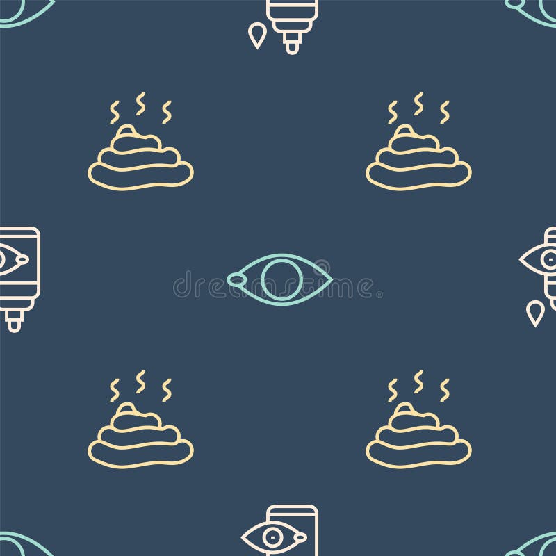 Set Line Eye Drop Bottle, Shit and Blindness on Seamless Pattern ...