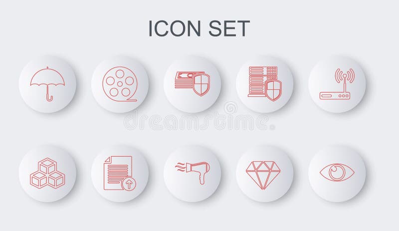 Set Line Eye, Isometric Cube, Money Protection, Diamond, Umbrella, Film ... Set Line Eye, Isometric Cube, Money Protection, Diamond, Umbrella, Film ...