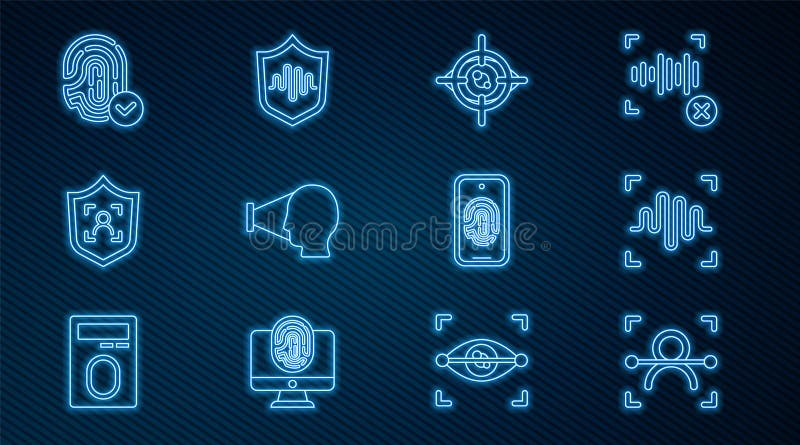 Set Line Face Recognition, Voice, Eye Scan, Shield Face, Fingerprint ... Set Line Face Recognition, Voice, Eye Scan, Shield Face, Fingerprint ...