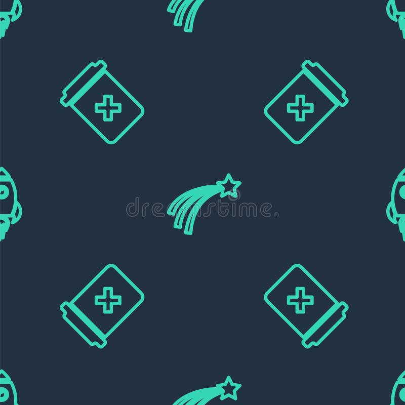 Set Line Falling Star, Trash Can and Rocket Ship with Fire on Seamless ... Set Line Falling Star, Trash Can and Rocket Ship with Fire on Seamless ...