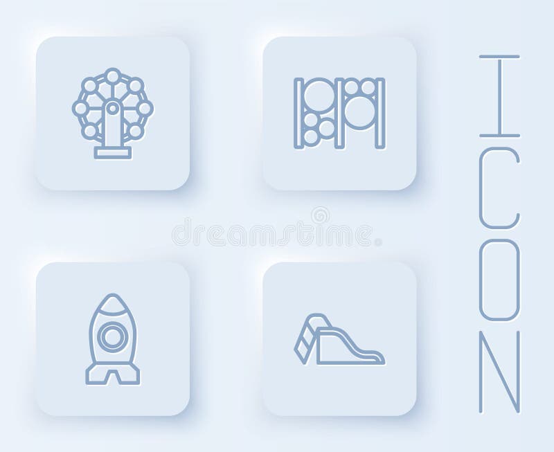 Set Line Ferris Wheel, Playground Climbing Equipment, Rocket Ship Toy ...