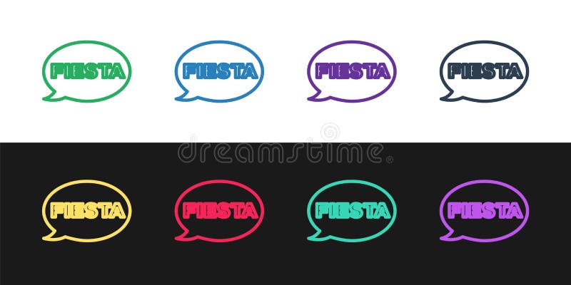 Set Line Fiesta Icon Isolated on Black and White Background. Vector ...