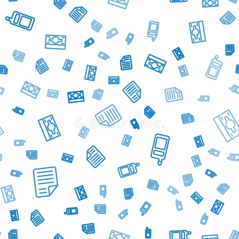 Set Line File Document, Mobile Phone and Stacks Paper Money Cash on ...