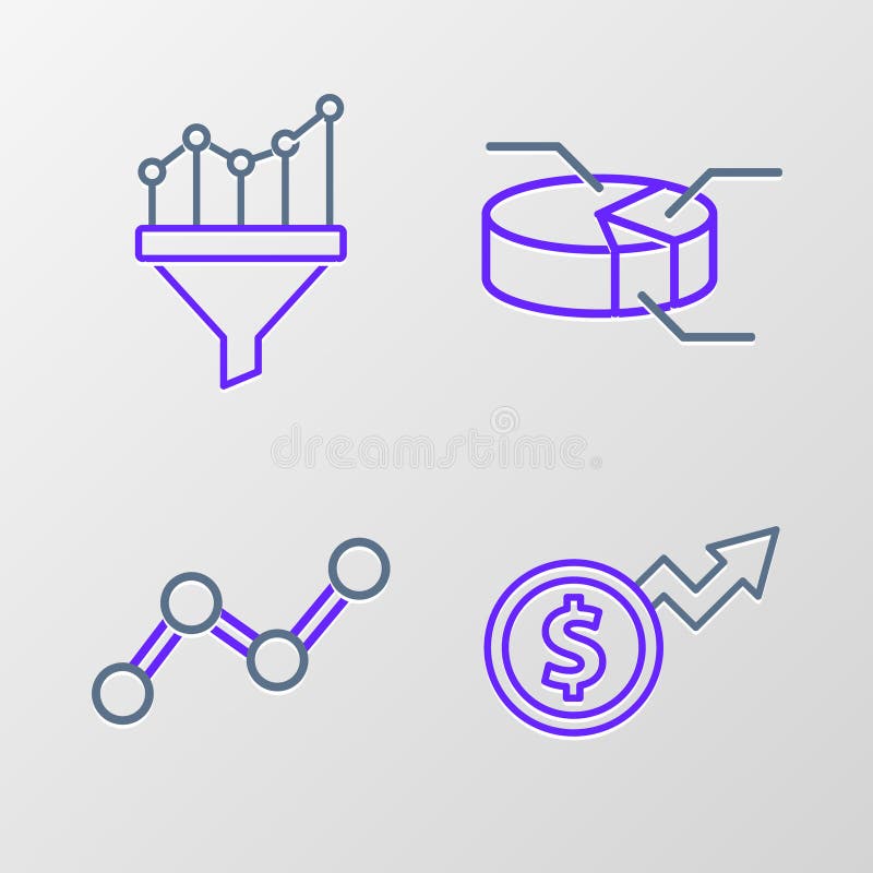 Set Line Financial Growth Dollar, Graph Chart Infographic, Pie and ...