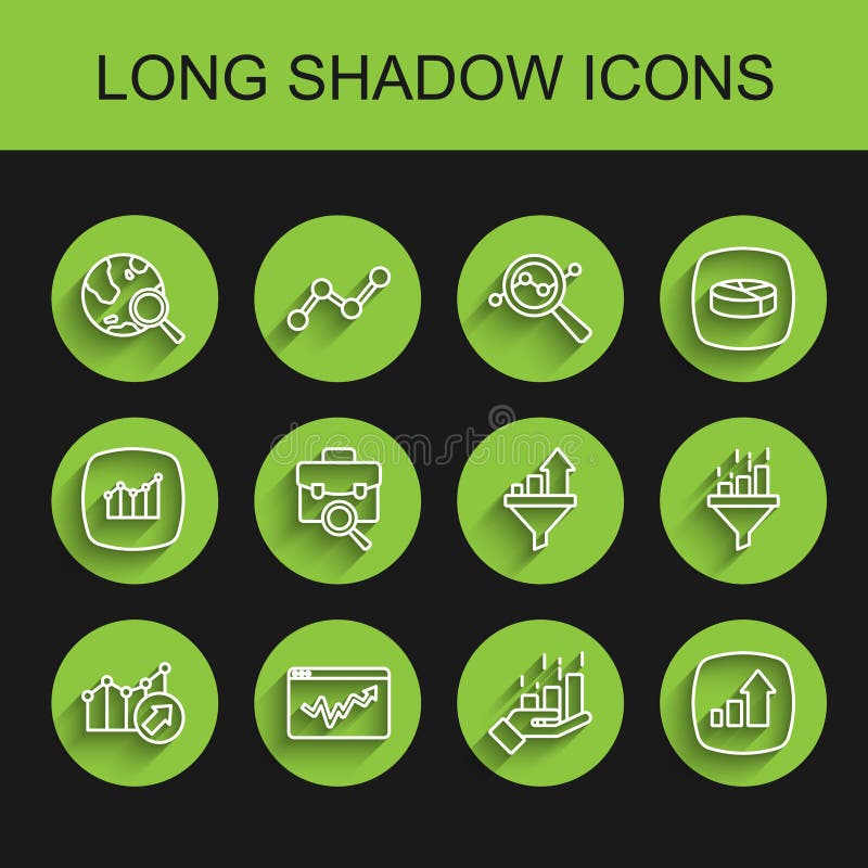 Set Line Financial Growth, Graph Chart Infographic, Search Globe, Work ...