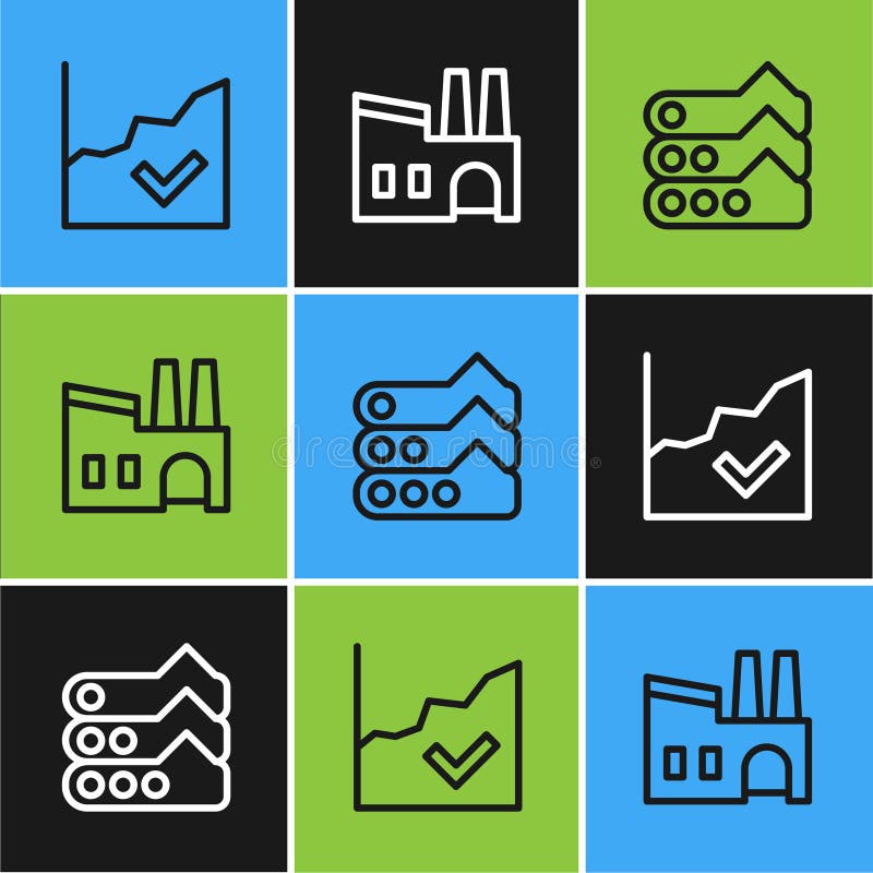 Set Line Financial Growth Increase, Graph, Chart, Diagram and Factory ...