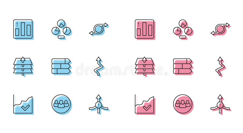 Set Line Financial Growth Increase, Project Team Base, Pie Chart Infographic, Arrow, Layers and ...