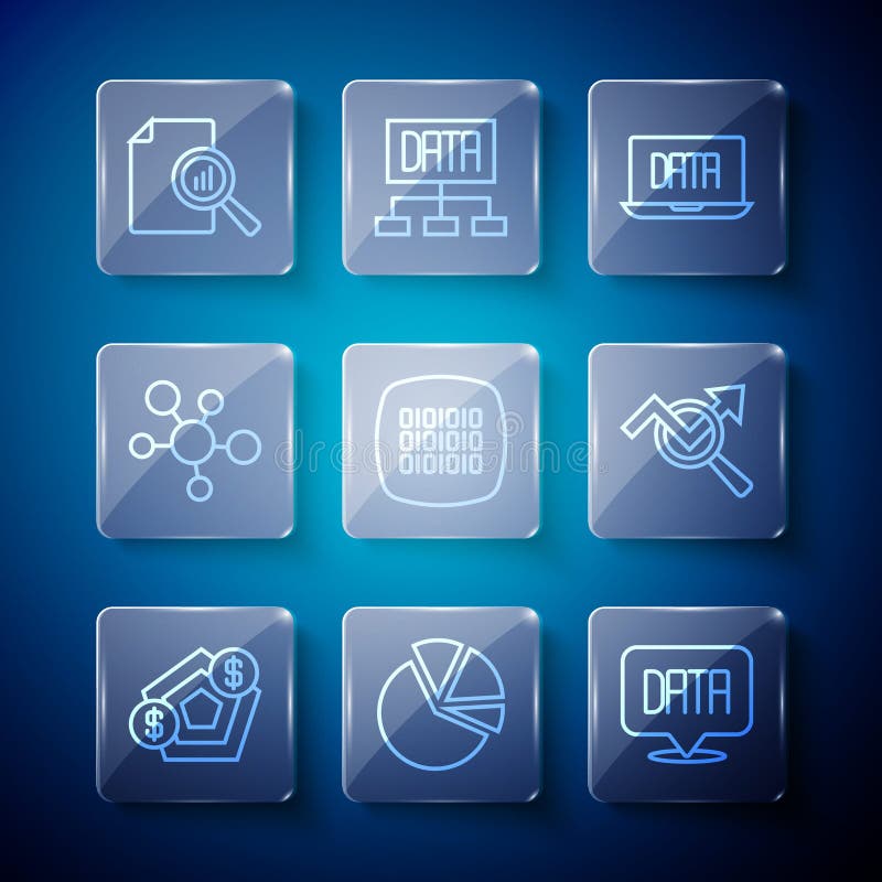 Set Line Financial Growth, Pie Chart Infographic, Data Analysis, Binary Code, Mind Map, Document ...