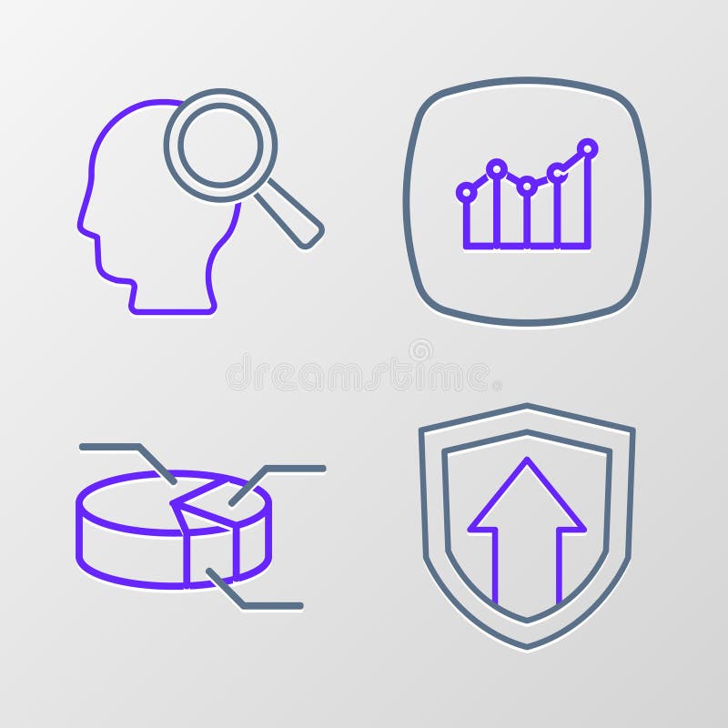 Set Line Financial Growth, Pie Chart Infographic, and Search People ...