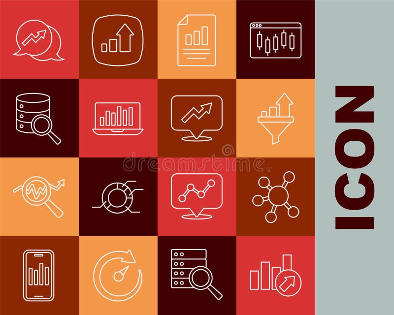 Set Line Financial Growth, Project Team Base, Sales Funnel with Chart ...