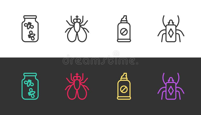 Set Line Fireflies Bugs in a Jar, Insect Fly, Spray Against Insects and ...