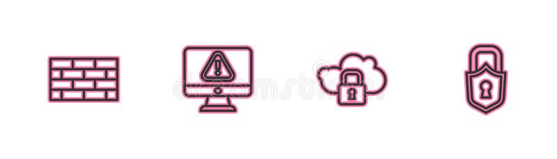 Set Line Firewall, Security Wall, Cloud Computing Lock, Monitor with ...