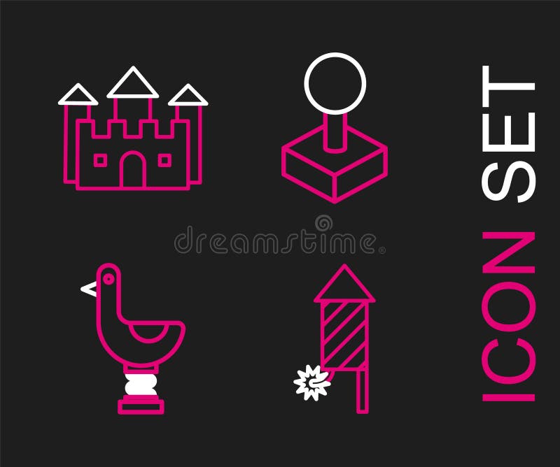 Set Line Firework Rocket, Riding Kid Duck, Joystick for Arcade Machine ...