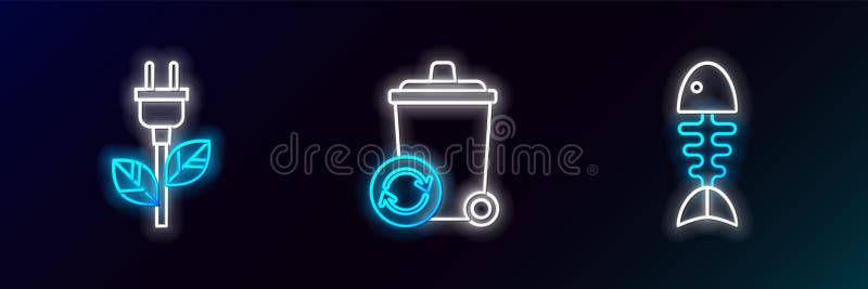 Set Line Fish Skeleton, Electric Saving Plug in Leaf and Recycle Bin ...