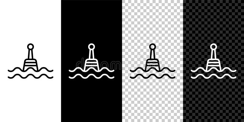 Set Line Floating Buoy on the Sea Icon Isolated on Black and White ...