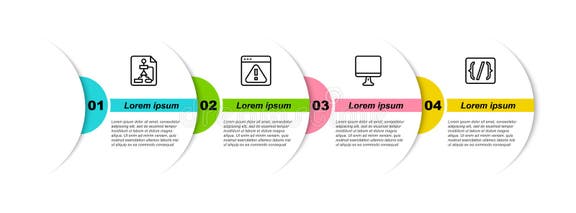 Set Line Flowchart, Browser with Exclamation Mark, Computer Monitor ... Set Line Flowchart, Browser with Exclamation Mark, Computer Monitor ...