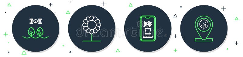 Set Line Flower, Smart Control Farming System, with Drone and Location ...