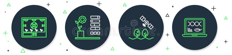 Set Line Flower Status, Smart Farm with Drone, Farming Technology and ...