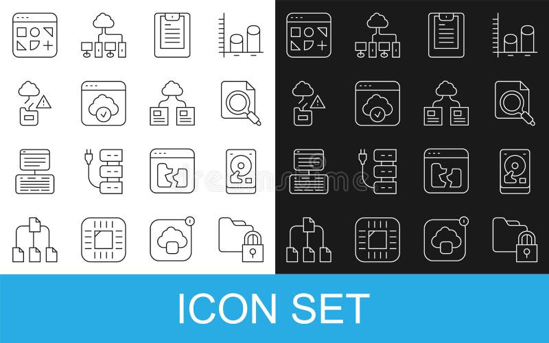 Set Line Folder and Lock, Hard Disk Drive HDD, Search Concept with Folder, Server, Data Report ...