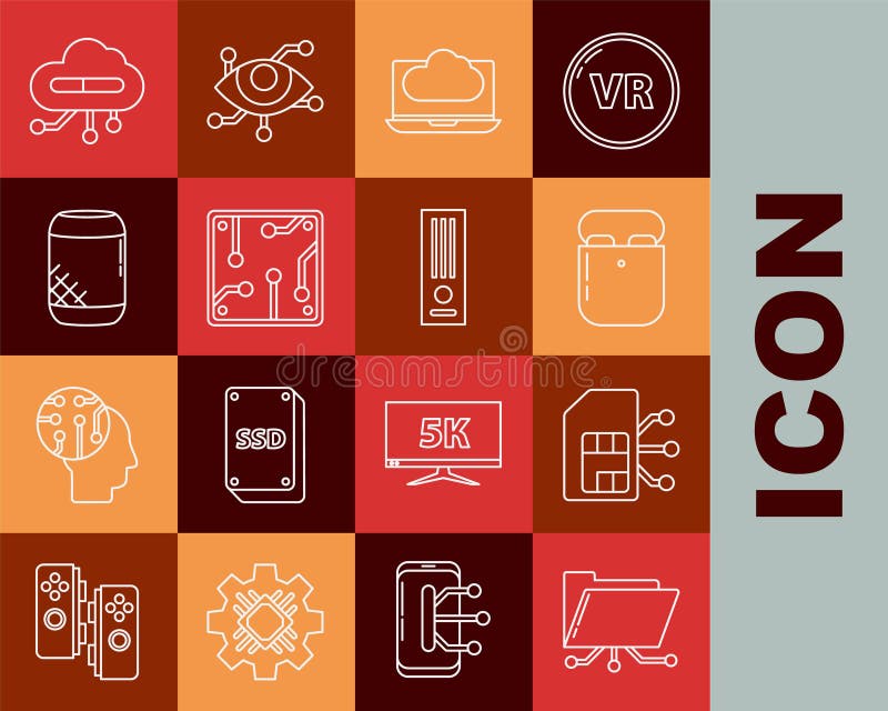 Set Line Folder and Lock, Sim Card, Air Headphones in Box, Cloud ...