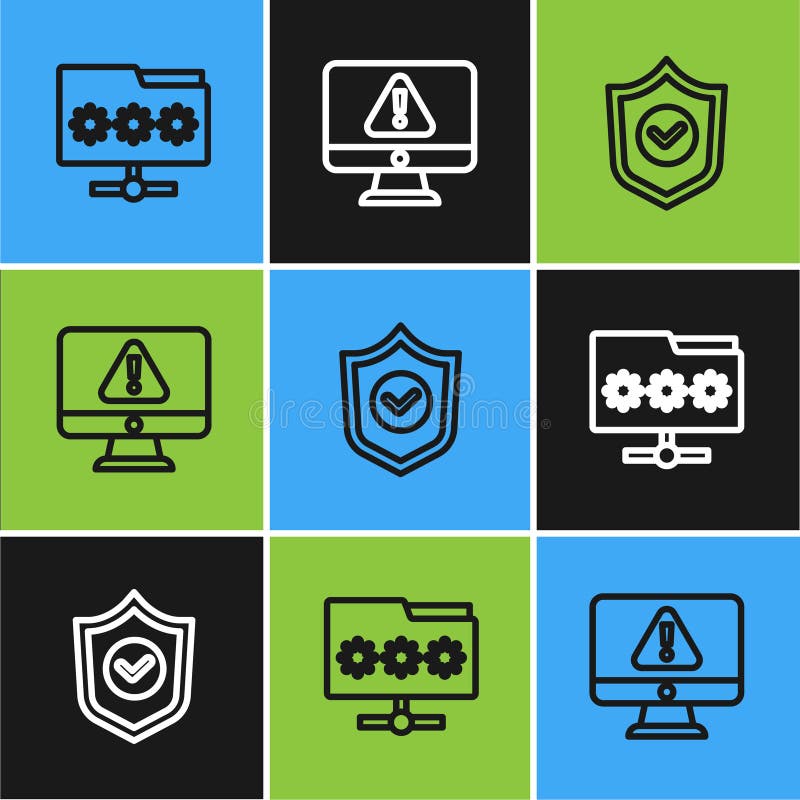 Set Line Folder with Password, Shield Check Mark and Monitor ... Set Line Folder with Password, Shield Check Mark and Monitor ...