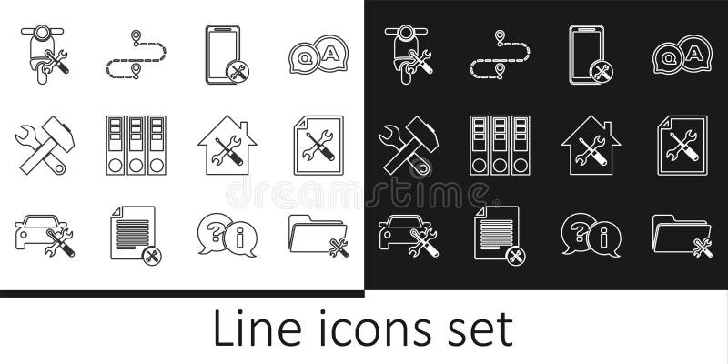 Set Line Folder Service, File Document, Mobile, Office Folders, Crossed ... Set Line Folder Service, File Document, Mobile, Office Folders, Crossed ...